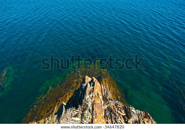 Looking Down Cliff Ocean Stock Photo (Edit Now) 34647820