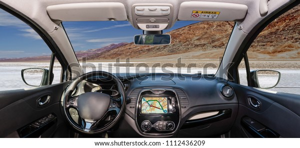 Looking Through Car Windshield View Over Stock Photo (Edit Now) 1112436209