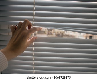 Looking Through Window Blinds Bright Business Stock Photo 1069729175 ...
