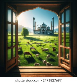 Looking Through Islamic Windows Cows Sheep AI-generated image ...