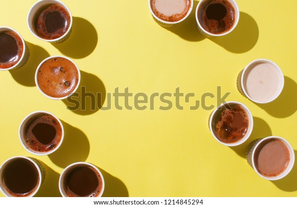 Lots Coffee Cups Different Types Coffee Stock Photo 1214845294 ...