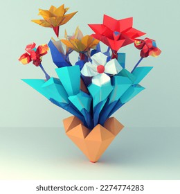 Low Poly 3d Image Joyful Colorful AI-generated image 2272009947 ...