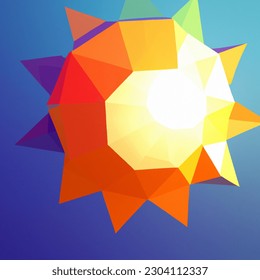 Low Poly 3d Image Sun Sky — изображение, созданное ИИ (2461343549 ...