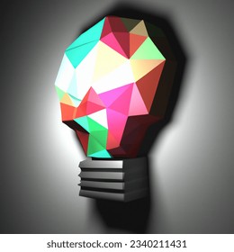 Low Poly 3d Image Psychedelic Lightbulb AI-generated image 2340211537 ...