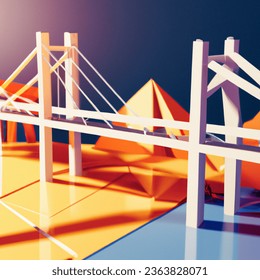 Origami 3d Image Modern Bridge Connecting — изображение, созданное ИИ ...