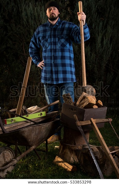 Lumberjack Logs Tools Work Stock Photo (Edit Now) 533853298