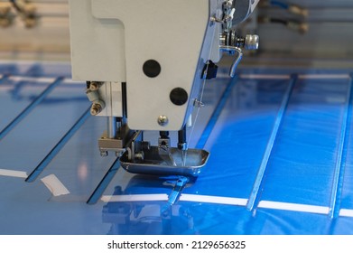Machine Stitches Throughout Light Blue Fabric Stock Photo 2129656325 ...