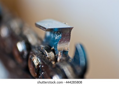 Macro Sharp Chainsaw Tooth Stock Photo (Edit Now) 444285808