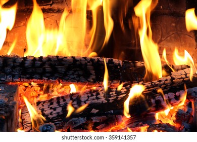 Macro Texture Flame Burning Logs Fireplace Stock Photo 359141357 ...