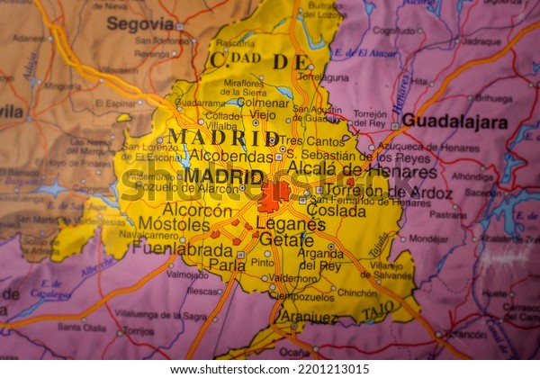 Madrid Marked On Map Spain Stock Photo 2201213015 | Shutterstock