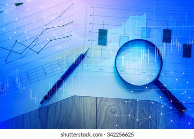 Magnifying Glass Documents Analytics Data Lying Stock Photo 342256625 ...