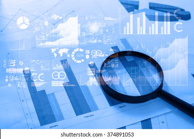 Magnifying Glass Documents Analytics Data Lying Stock Photo 374891053 ...