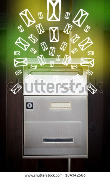 Mailbox Letter Icons Exploding On Glowing Stock Photo 184342586 ...