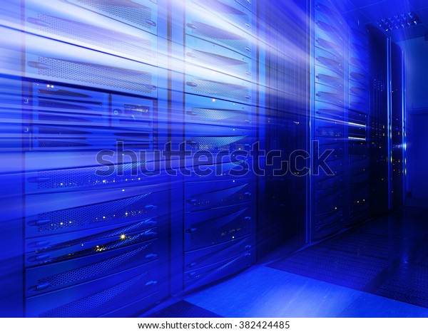 Mainframe Stack Server Room Blue Blur Stock Photo 382424485 | Shutterstock
