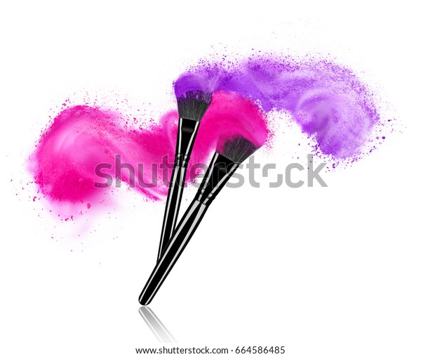 Make Brushes Powder Splashes Isolated On Stock Photo 664586485 ...