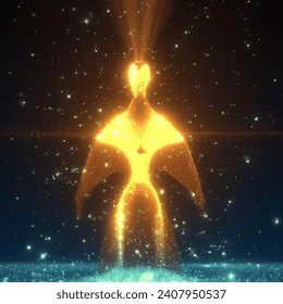 Golden Glowing Humanoid Figure 4 Arms AI-generated image 2281039469 ...