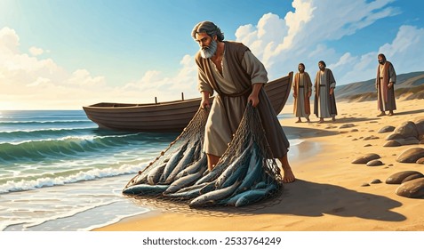 Biblical Image Jesus Disciples Throwing Their AI 생성 이미지 2535164935 ...