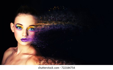 Dissolving Face Into Pieces Fashion Model Stock Photo (Edit Now) 1338833024