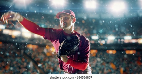Male Baseball Player Performs Dramatic Play Stock Photo 684586837 ...