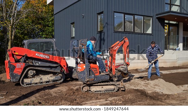 Male Construction Workers Using Front End Stock Photo 1849247644 ...
