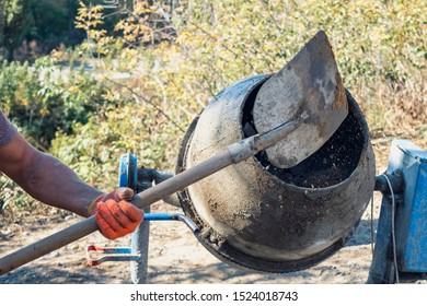 Man Adding Components Cement Mixer During Stock Photo 1524018743 ...