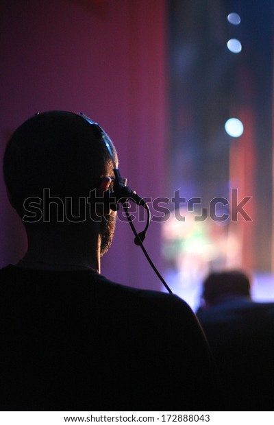 Man Behind Stage Stock Photo (Edit Now) 172888043