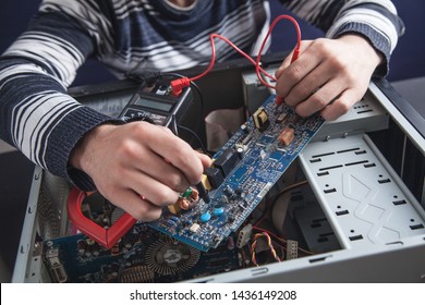 Closeup Electrician Engineer Working Electric Cable Stock Photo (Edit ...