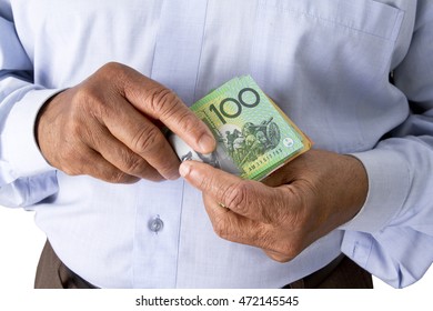 Man Checking Counting Australian Dollar Hand Stock Photo 472145524 ...