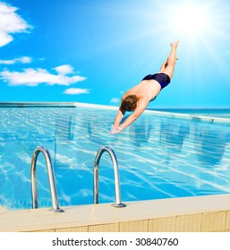 839 Funny man jumping pool Images, Stock Photos & Vectors | Shutterstock