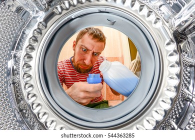 Man Doing Laundry Reaching Inside Washing Stock Photo (Edit Now) 544364728