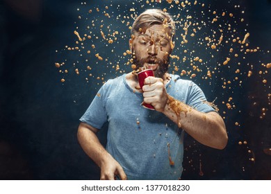 Man Drinking Cola Studio Young Smiling Stock Photo 1377018230 ...