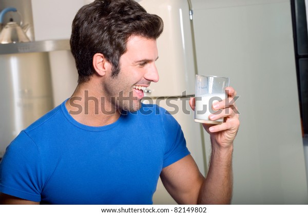 Man Drinking Milk Stock Photo (Edit Now) 82149802