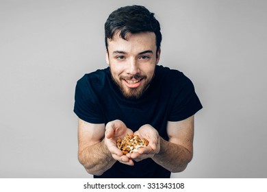 Shocked Young Man Eating Tasty Potato Stock Photo (Edit Now) 1630490752