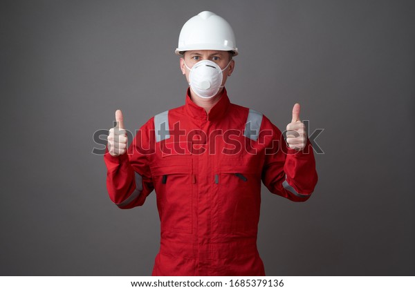 Man Engineer Construction Worker Wearing Face Stock Photo 1685379136 ...