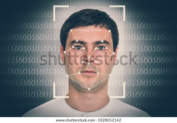 Man Face Recognition Biometric Verification Concept Stock Photo ...