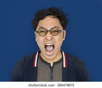 Man Face Scream Expression Emotion Stock Photo (Edit Now) 585474875