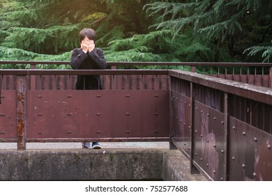 Man Falling Down On Railing Stock Photo (Edit Now) 752577697