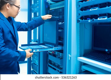 Man Fix Server Network Data Center Stock Photo (Edit Now) 536321233