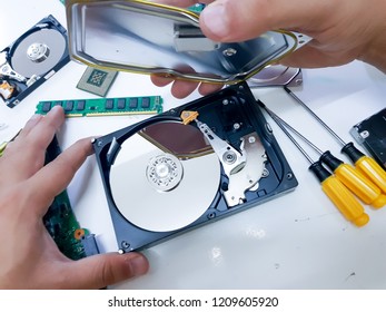 Man Fixing Electronics Stock Photo (Edit Now) 1209605920