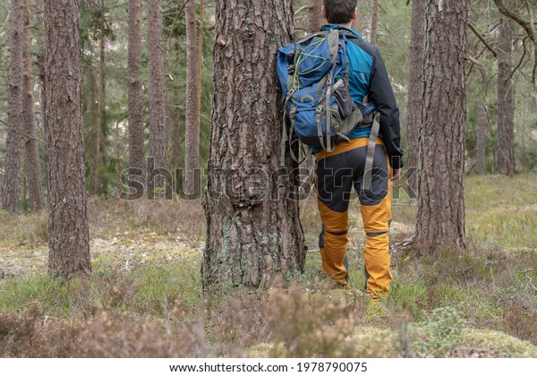 Man Forest Standing Looking Forward Adventure Stock Photo 1978790075 ...