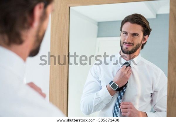 Man Getting Dressed Bedroom While Looking Stock Photo 585671438 ...