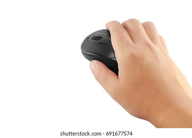 Man Hand Holding Computer Mouse Isolated Foto de stock 691677580 ...