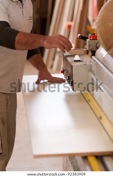 Man Handling Cutting Machine Stock Photo (Edit Now) 92383909
