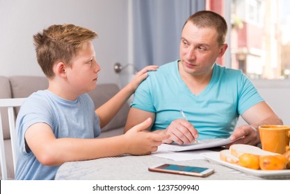 Adult Male His Son Looking Documents Stock Photo 1324927217 | Shutterstock