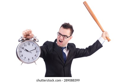 Man Hitting Clock Baseball Bat Isolated Stock Photo 289088399 ...