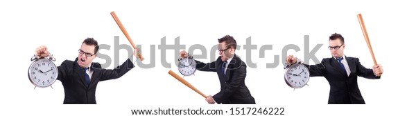 Man Hitting Clock Baseball Bat Isolated Stock Photo 1517246222 ...