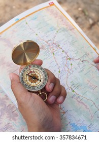 Man Hold Compass Looking Map Stock Photo 357834671 | Shutterstock