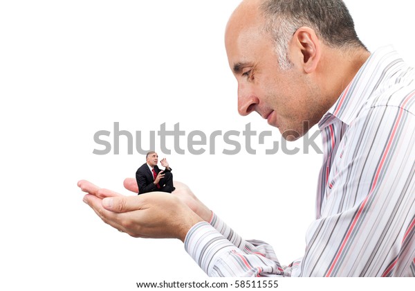 Man Holding Small Version Himself His Stock Photo (Edit Now) 58511555