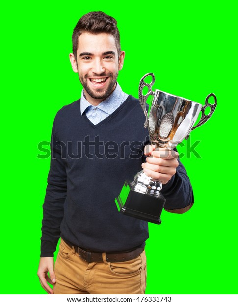 Man Holding Trophy Stock Photo (Edit Now) 476333743