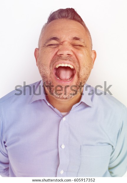 Man Laugh Face Expression Studio Portrait Stock Photo 605917352 ...